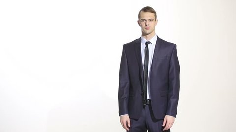 Body Language Man Business Suit Isolated Stock Footage Video (100% ...