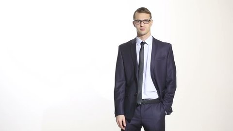 Body Language Man Business Suit Isolated Stock Footage Video (100% ...