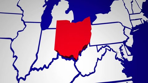 Ohio Oh Animated State Map Usa Stock Footage Video (100% Royalty-free ...