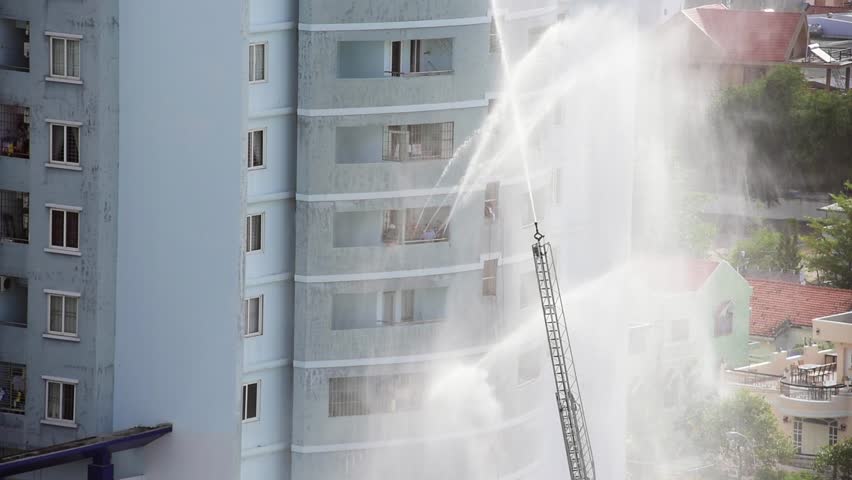 Fire Fighting in High Rise Stock Footage Video (100% Royalty-free ...