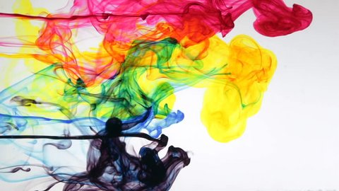 Color Ink Flowing Water On White Stock Footage Video (100% Royalty-free ...