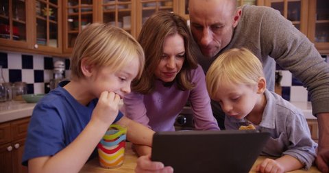 Portrait Lovely White Family Huddled Over Stock Footage Video (100% ...