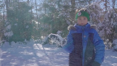 Little Boy Throwing Snowball Camera Stock Footage Video (100% Royalty ...
