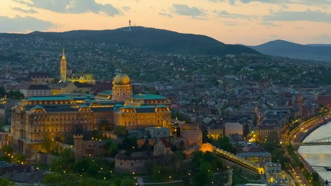 Zooming Timelapse Budapest Spring Evening Stock Footage Video (100% ...