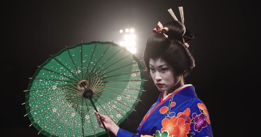 4k Beautiful Japanese Geisha Dancing Stock Footage Video (100% Royalty ...
