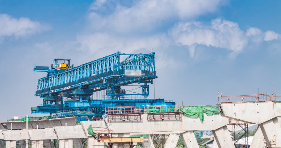 Bridge Girder Erection Machine for Stock Footage Video (100% Royalty ...