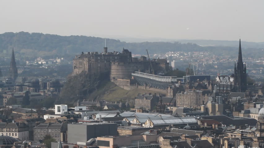 Plane Flying Over Edinburgh Castle Stock Footage Video (100% Royalty ...