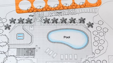 Landscape Architect Designs Backyard Plan Pool Stock Footage Video (100 ...