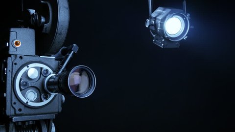 Vintage Hollywood Movie Camera Theater Stage Stock Footage Video (100% ...