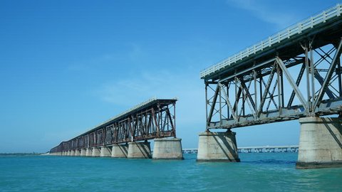 Historic Broken Railroad Bridge Bahia Honda Stock Footage Video (100% ...