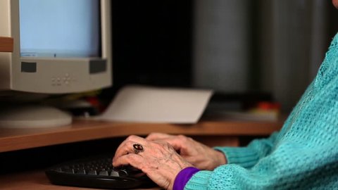 Old Woman Using Computer Stock Footage Video (100% Royalty-free ...