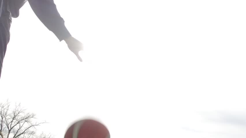 silhouette boy hand bounce basketball ball Stock Footage Video (100% ...