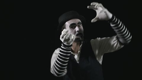 Young Hilarious Scary Crazy Evil Mime Stock Footage Video (100% Royalty ...