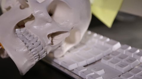 Corpse Died Office Skeleton Trapped Cubicle Stock Footage Video (100% ...