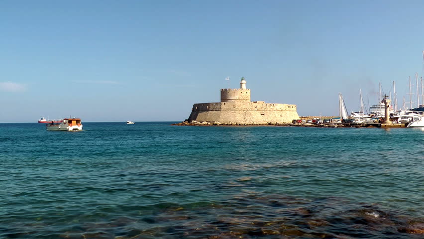 Fort in Rhodes Port. Rhodes Stock Footage Video (100% Royalty-free ...