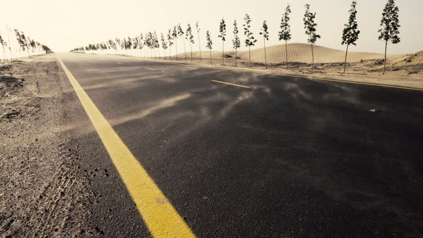 Wind Blowing Sand Across Road Stock Footage Video (100% Royalty-free ...