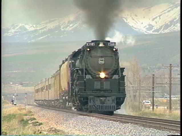 tracking-out shot union pacific steam passenger Stock Footage Video ...