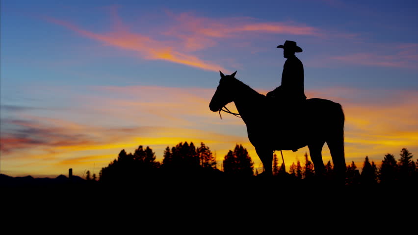 Silhouette of Cowboy Rider at Stock Footage Video (100% Royalty-free ...