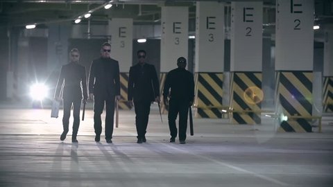 Four Men Dressed Like Gangsters Walking Stock Footage Video (100% ...
