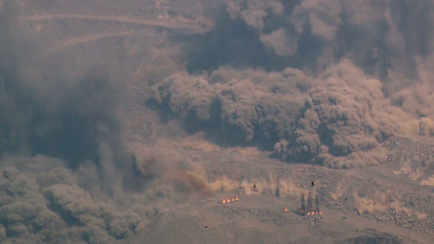 Explosion Granite Quarry Explosion Iron Ore Stock Footage Video (100% ...