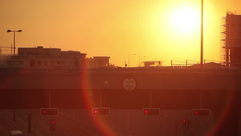 Doha Qatar Motorway Overpass Sunset Time Stock Footage Video (100% ...
