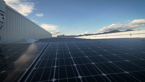Solar Panels Dolly Shot Right Reveals Stock Footage Video (100% Royalty ...