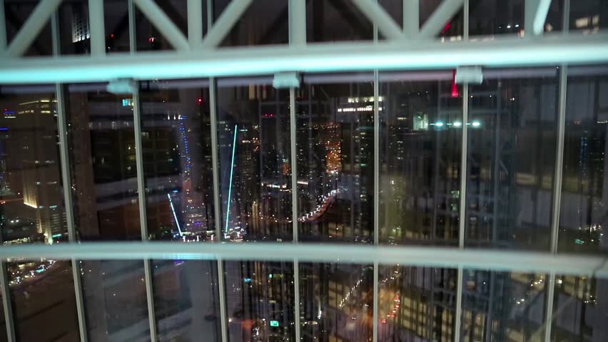 view glass elevator night dubai united Stock Footage Video (100% ...