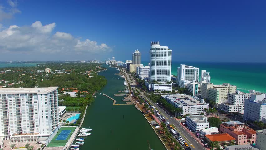 miami beach aerial panoramic view - Stock Footage Video (100% Royalty ...
