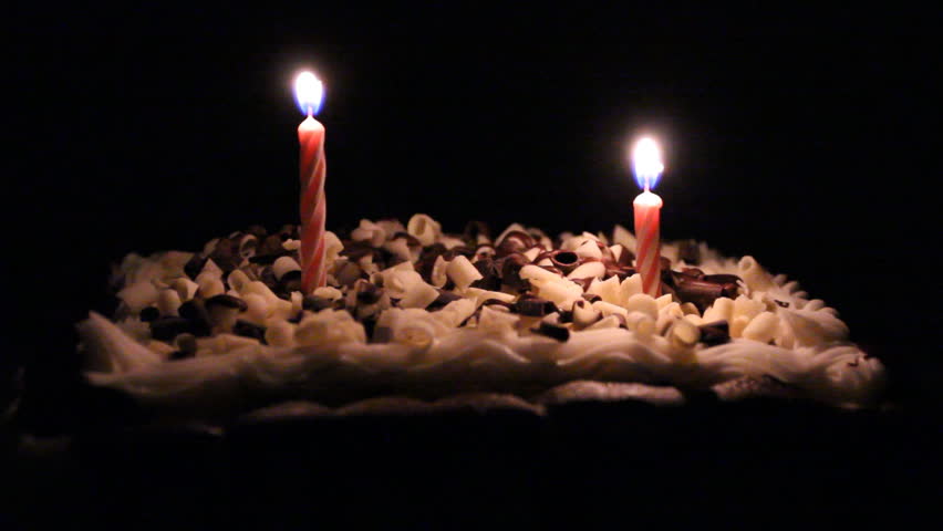 birthday cake two candles flames Stock Footage Video (100% Royalty-free ...