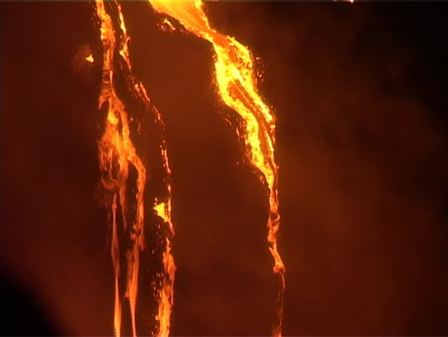 waterfall molten lava trickles down steep Stock Footage Video (100% ...