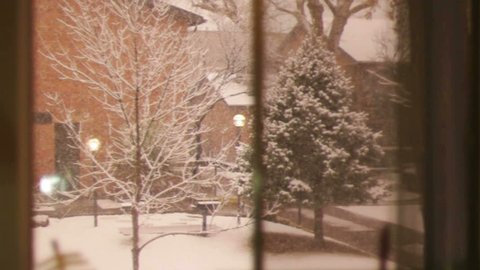 Snow Falling Outside Window Stock Footage Video (100% Royalty-free ...