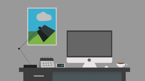 Illustration Modern Workplace Room Creative Office Stock Vector ...