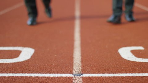 4k Competitive Businessmen Running Track Line Stock Footage Video (100% ...