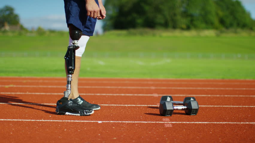 4k disabled athlete prosthetic leg working Stock Footage Video (100% ...