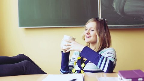 Teacher Relaxing Class Smiling Camera Stock Footage Video (100% Royalty ...