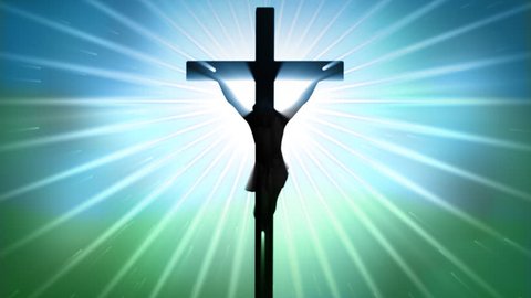 Silhouette Crucifix Front Green Background Stock Footage Video (100% ...