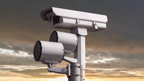 Traffic Signal Surveillance Ticket Camera Sunset Stock Footage Video ...