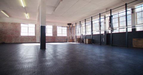 Establishing Shot Empty Crossfit Gym Sunflare Stock Footage Video (100% ...