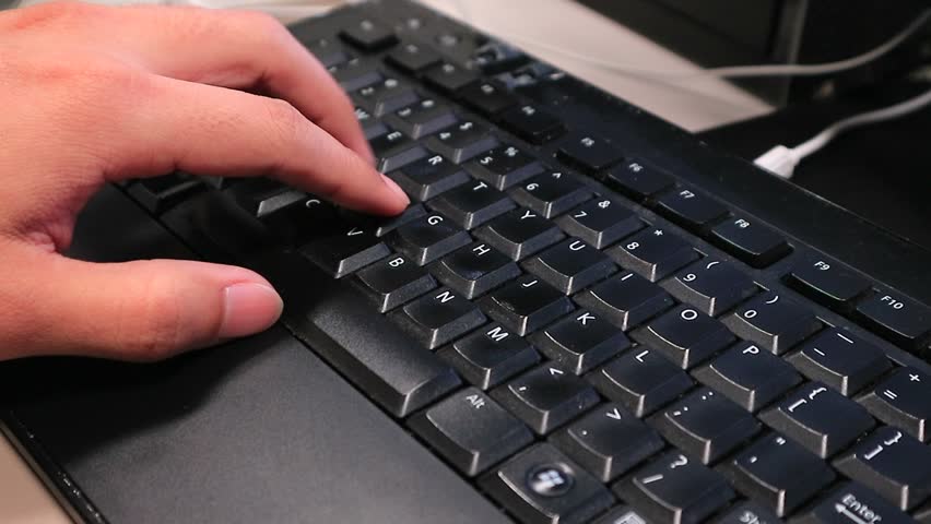 left hand typing black computer keyboard Stock Footage Video (100% ...