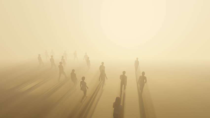 People Go Source Light Through Fog Stock Footage Video (100% Royalty ...