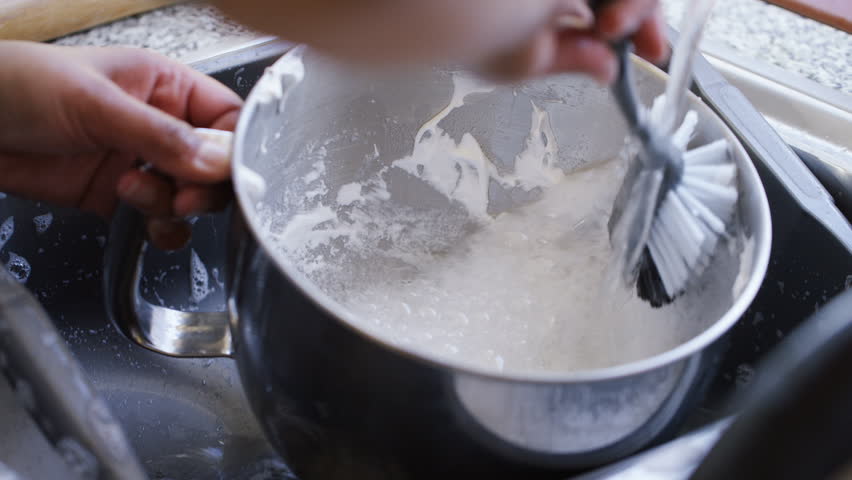 4k hands unseen person washing bowl Stock Footage Video (100% Royalty ...