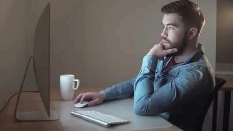 Professional Creative Man Sitting His Desk Stock Footage Video (100% ...