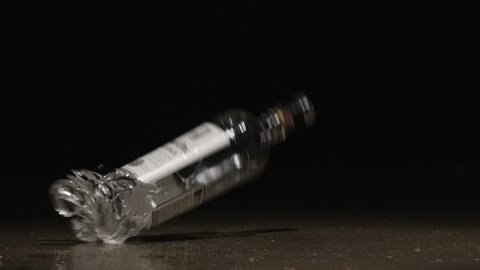 Slow Motion Glass Bottle Falling Smashing Stock Footage Video (100% ...