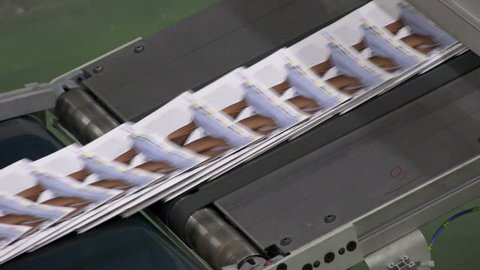 Newspapers Flow Along Assembly Line Newspaper Stock Footage Video (100% ...