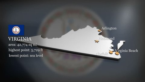 Seamless Looping 3d Animation Map Virginia Stock Footage Video (100% ...