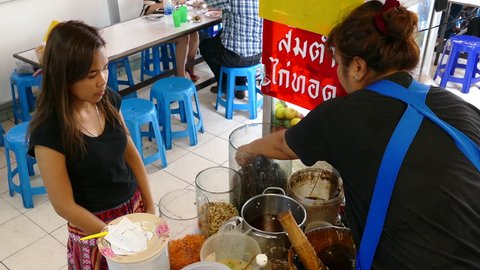 Girl Ordering Som Tam Isan Food Stock Footage Video (100% Royalty-free ...