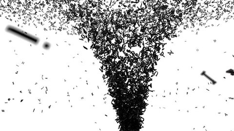 Tornado Letters Alpha Matte Letters Flying Stock Footage Video (100% ...