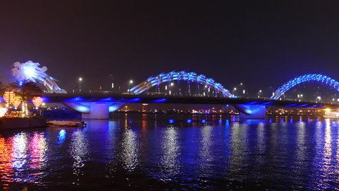 Story Bridge Light Colours Night Commemorating Stock Footage Video (100 ...
