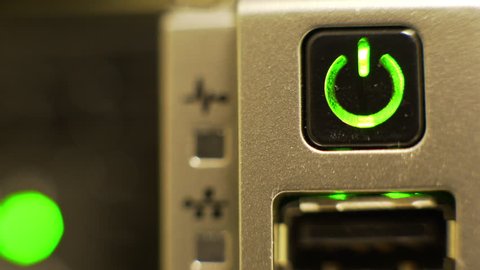 Macro Computer Power Button Flashing Lights Stock Footage Video (100% ...