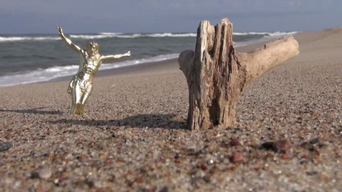 Crucified Jesus Christ Without Cross Log Stock Footage Video (100% ...